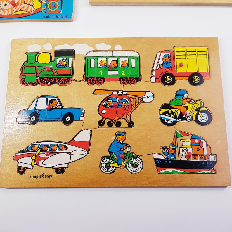 Vintage Wooden Puzzles 3 X, Made in Holland, 1970s Toy, Simplex Toys - Etsy