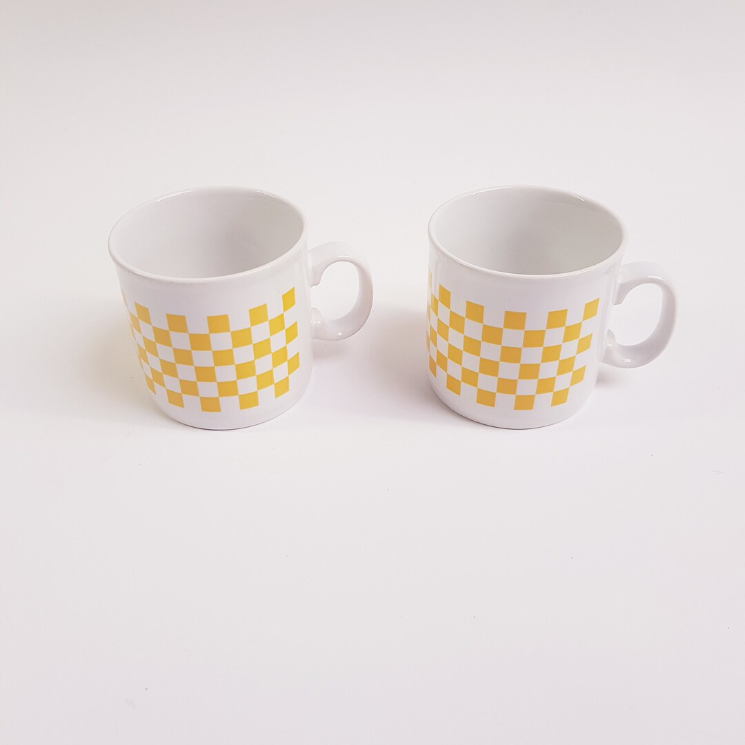 Vintage English Mugs, Retro Design, 1980s - Etsy