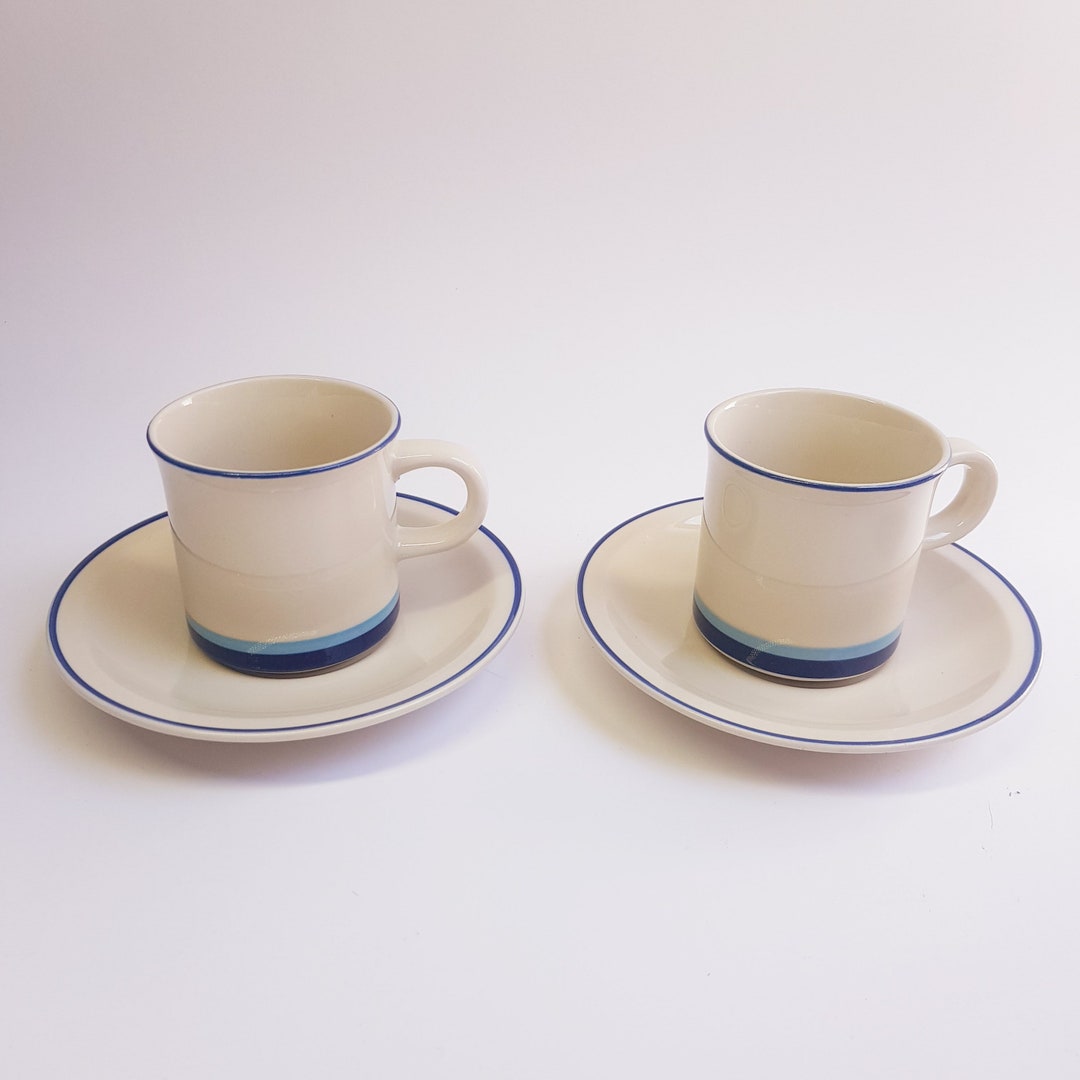 Vintage Cups and Saucers, 1980s, Blue - Etsy