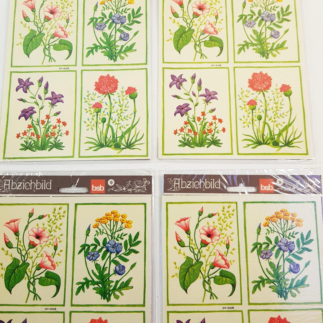 Vintage Botanical Decals, Bsb Stickers, Upcycle 1970s, Flower Stickers ...