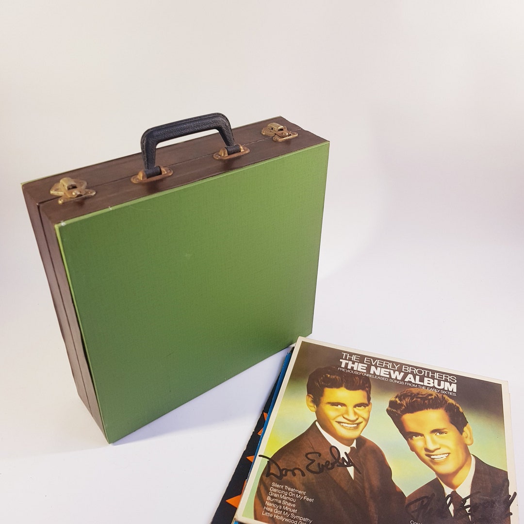 Vinyl Record Storage Suitcase, Vintage Hardcase for Vinyl, Green Record ...