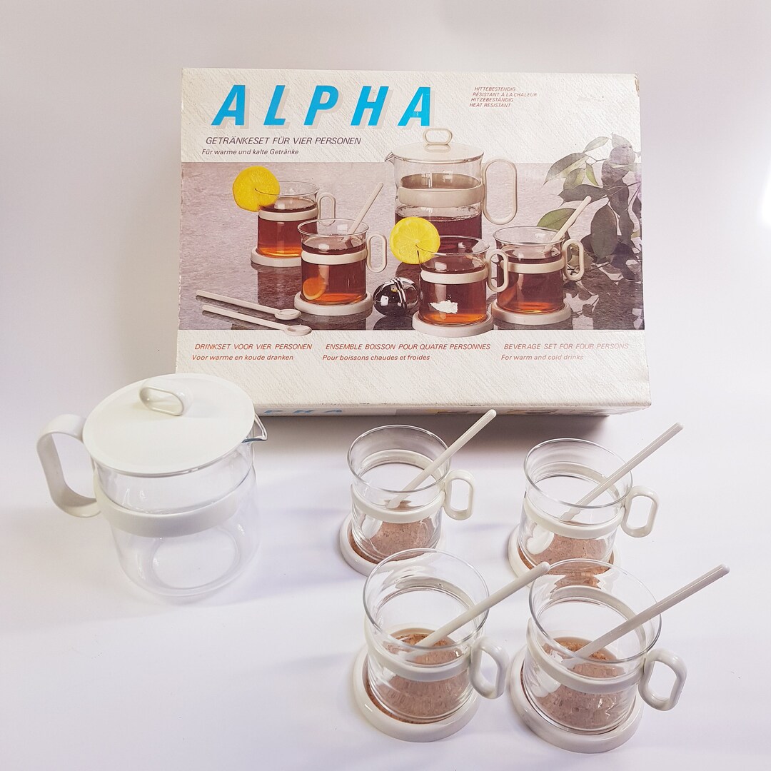 Vintage Tea Set 1980s, Compleet Glas Tea Set, White Glass Tea Set - Etsy