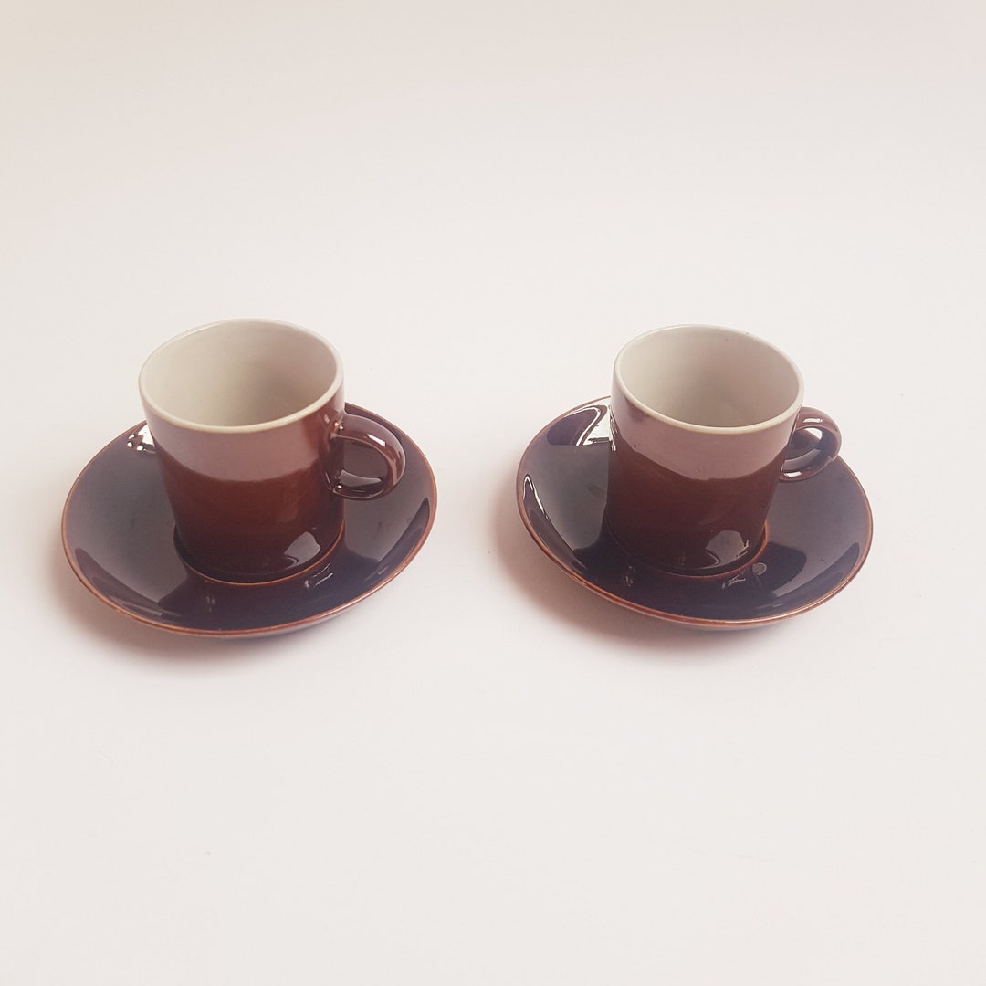 Vintage Espresso Cups and Saucers, Brown, 1970s - Etsy
