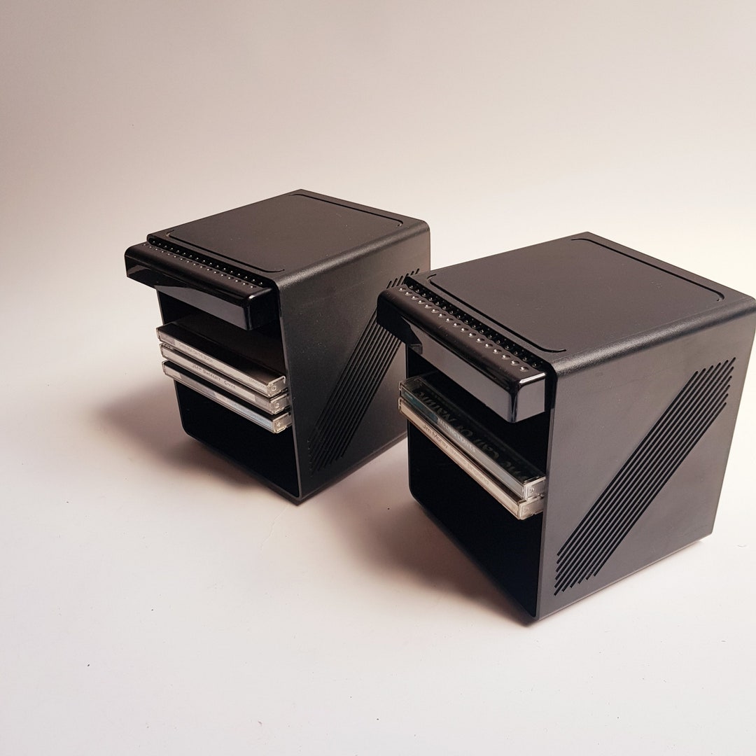 Vintage CD Storage Cube 2x, Made in Holland, 1980s Music Storage, Black ...