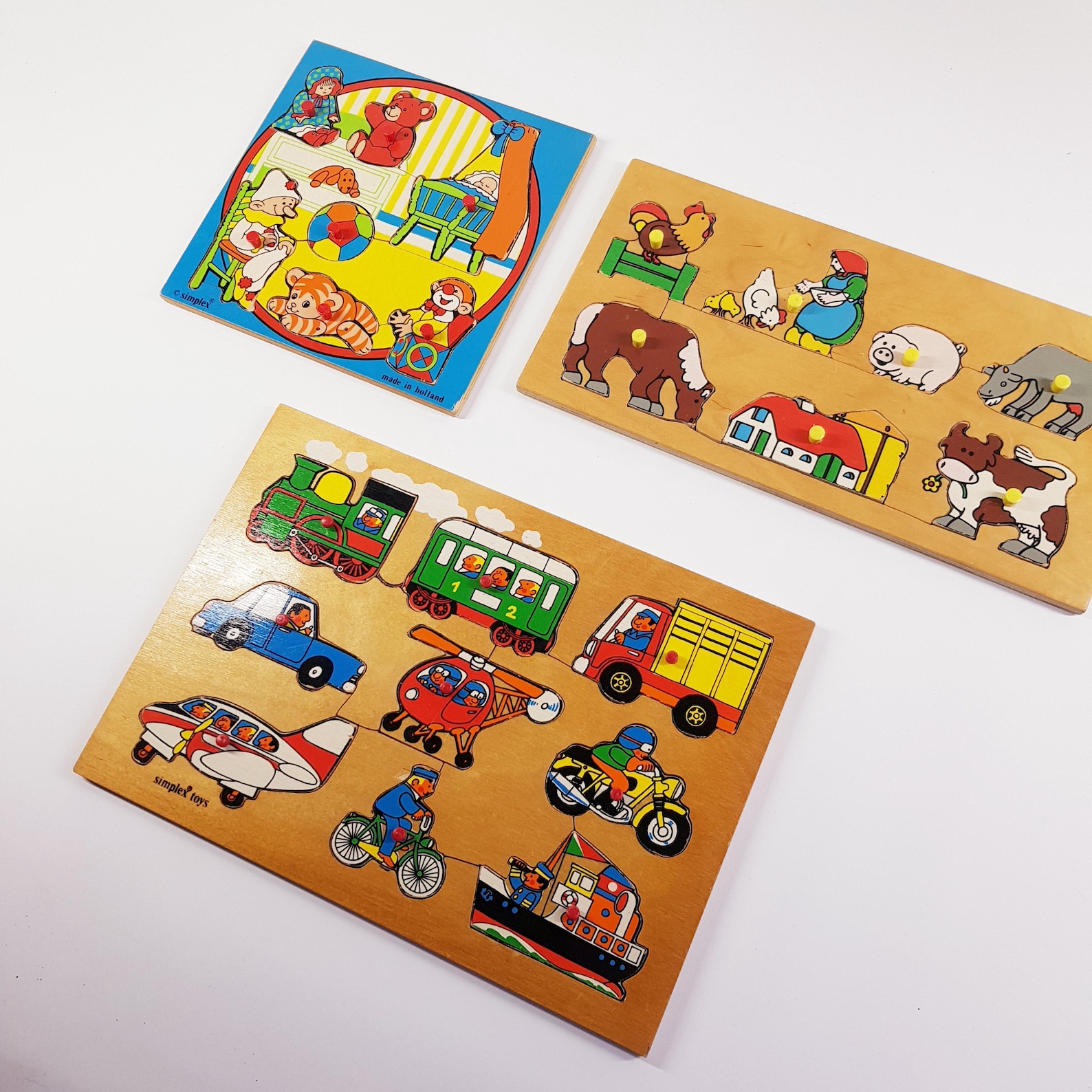 Vintage Wooden Puzzles 3 X, Made in Holland, 1970s Toy, Simplex Toys - Etsy