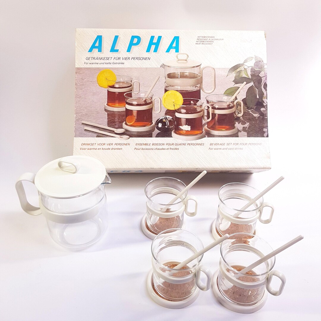 Vintage Tea Set 1980s, Compleet Glas Tea Set, White Glass Tea Set - Etsy