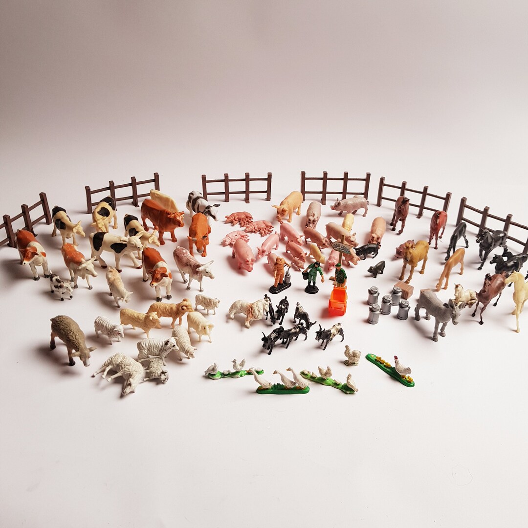 Vintage Plastic Farm Animals Large Lot 85 Items - Etsy