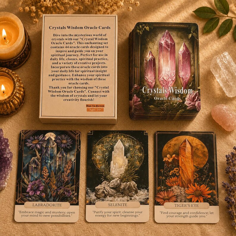 Crystal Wisdom Oracle Cards | 44 Crystal Guidance Cards | Spiritual ...