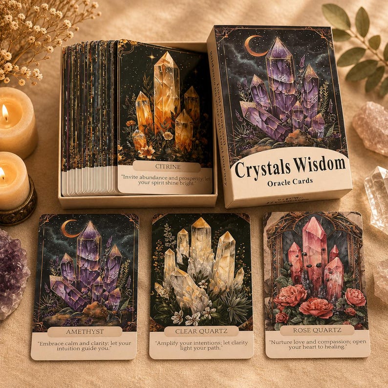 Crystal Wisdom Oracle Cards | 44 Crystal Guidance Cards | Spiritual ...