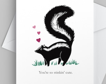 Skunk Valentine Card | Etsy
