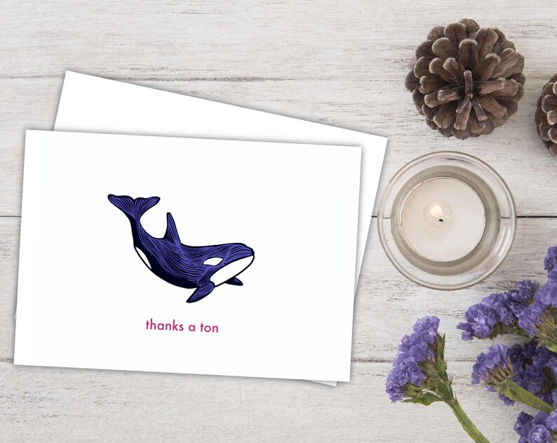 Cute Thank You Card With Whale, Thanks a Ton Greeting Card - Etsy