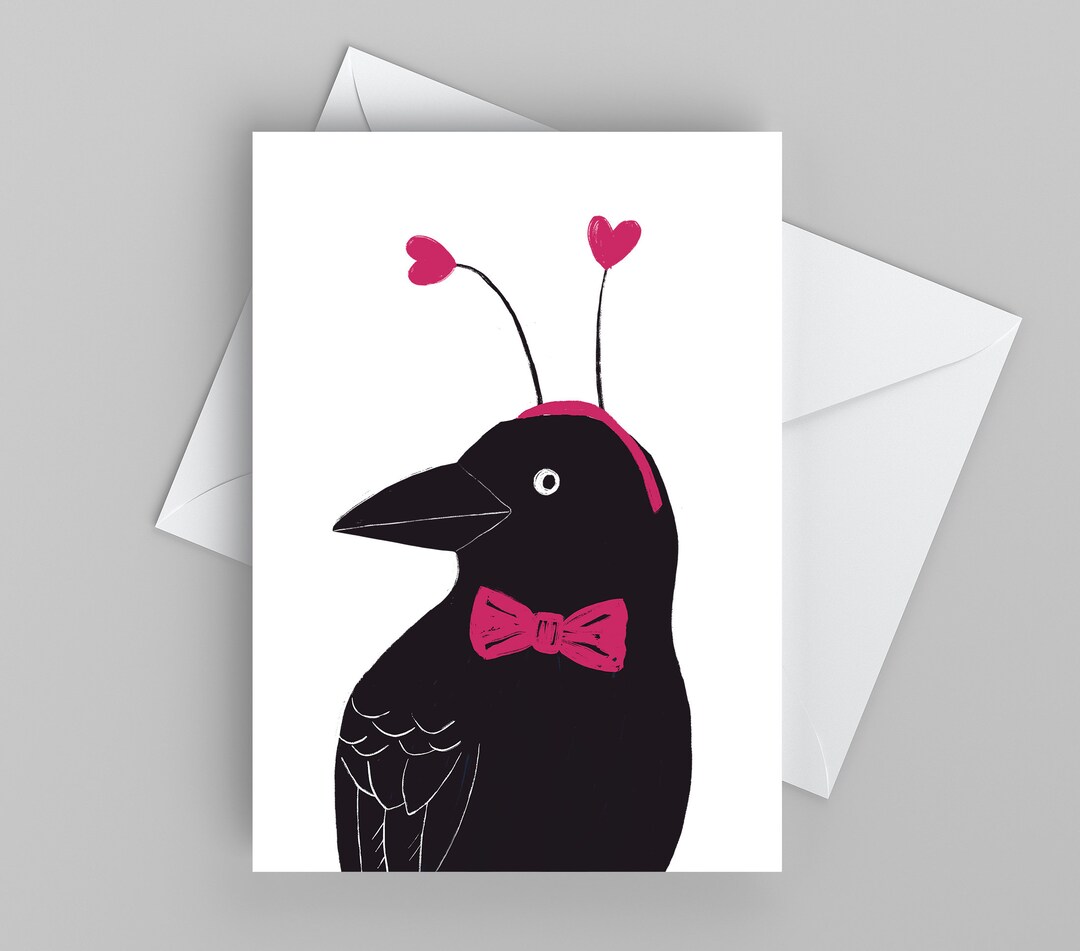 Funny Valentine With Crow, Cute I Love You Card - Etsy