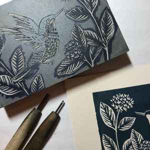 Hummingbird Linocut Original Art Print, Small Wall Art Print, Home ...