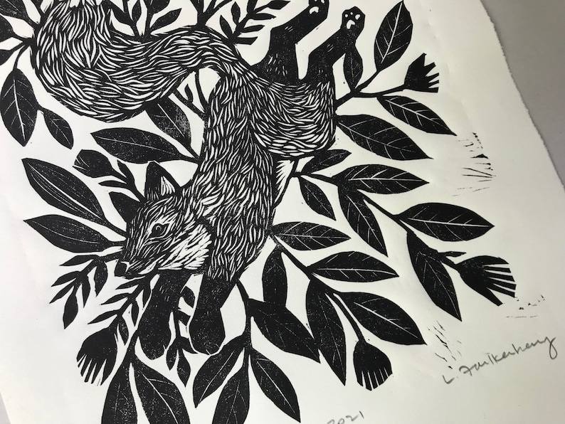 Fox Linocut Print 8 X 10 Gift for Nature Lover - Etsy