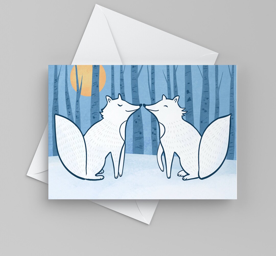 Winter Fox Card, Cute Holiday Card - Etsy