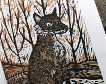 Fox Woodcut | Etsy