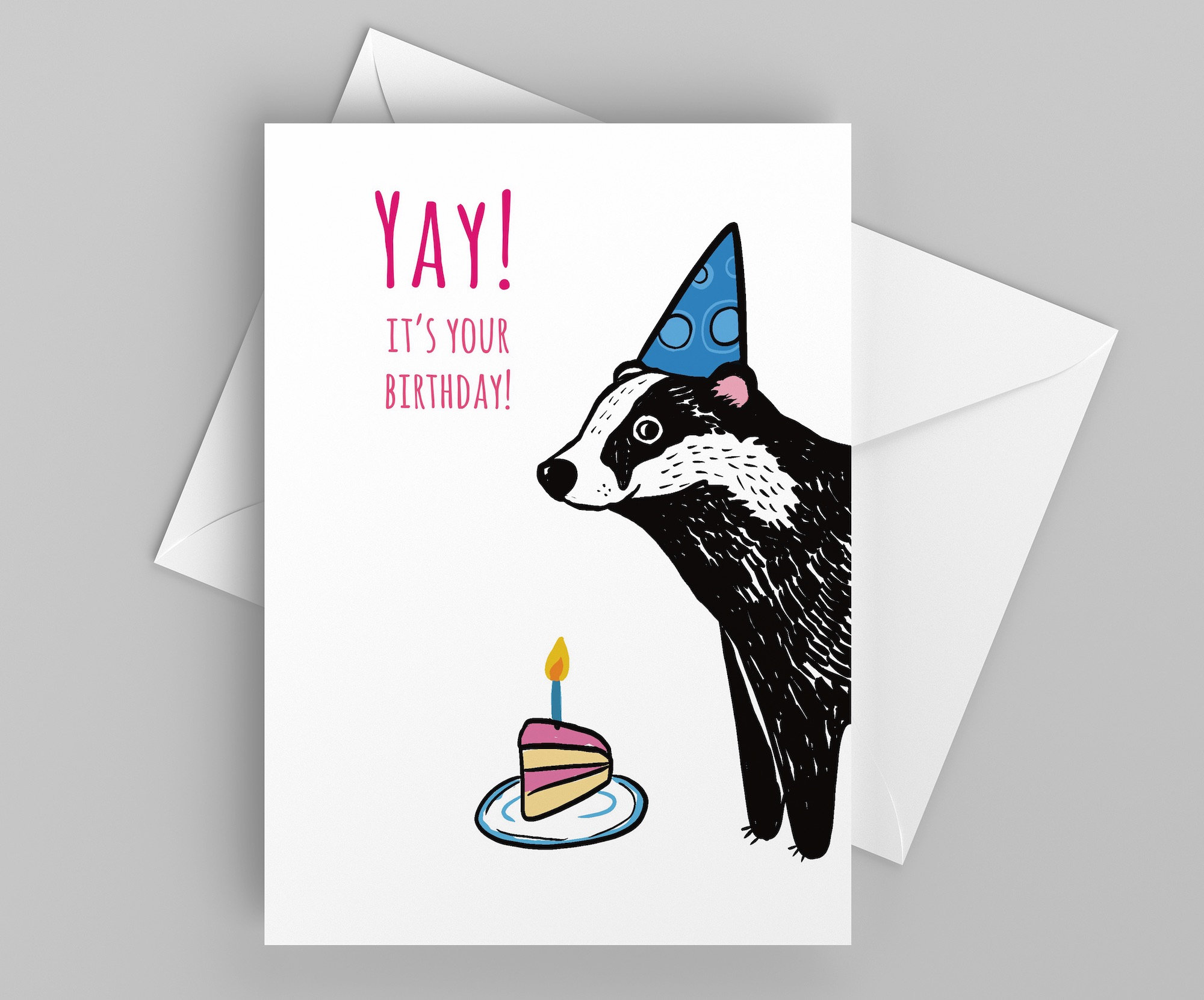 Badger Birthday Card, Yay! It's Your Birthday Greeting Card - Etsy