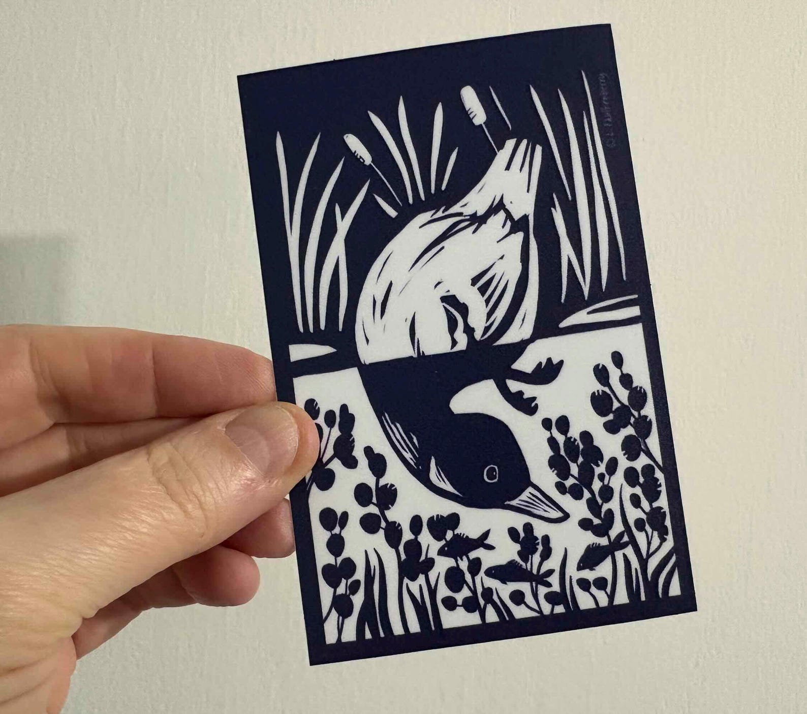 Diving Duck Vinyl Sticker, Navy Blue and White Laptop Decal - Etsy