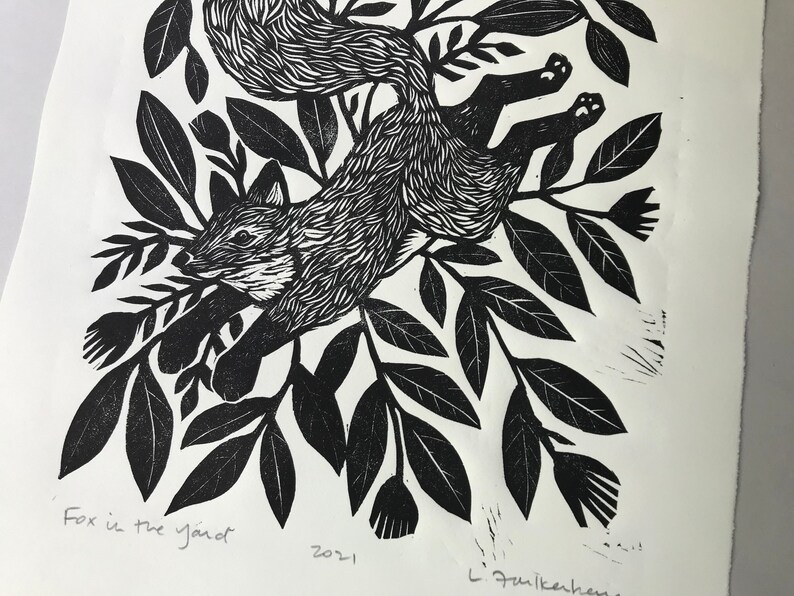 Fox Linocut Print 8 X 10 Gift for Nature Lover - Etsy