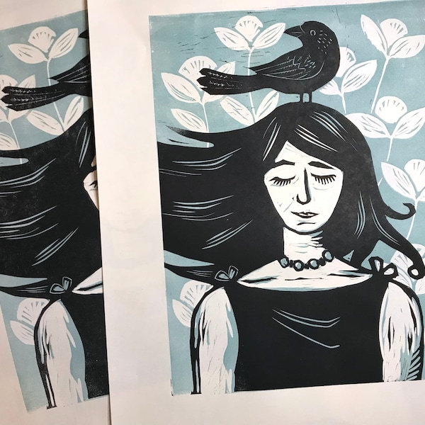 Linocut Portrait - Etsy