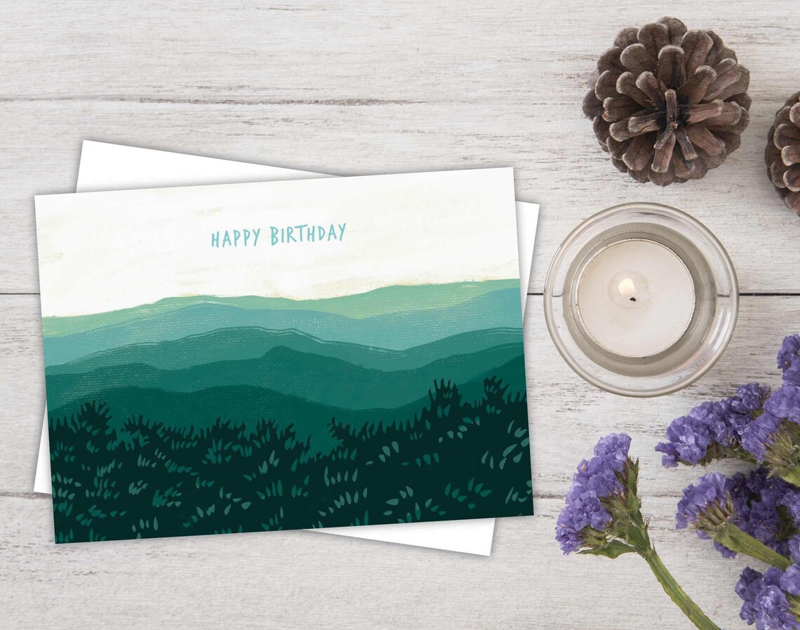 Birthday Card With Mountains Blue Ridge Card for Him Happy | Etsy Canada