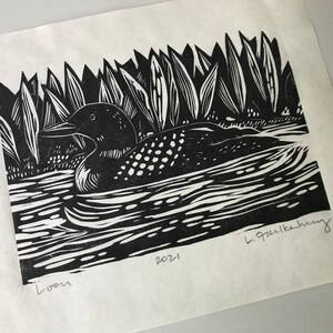 Loon Linocut Print, Original Art Home Decor, 5 X 7 - Etsy