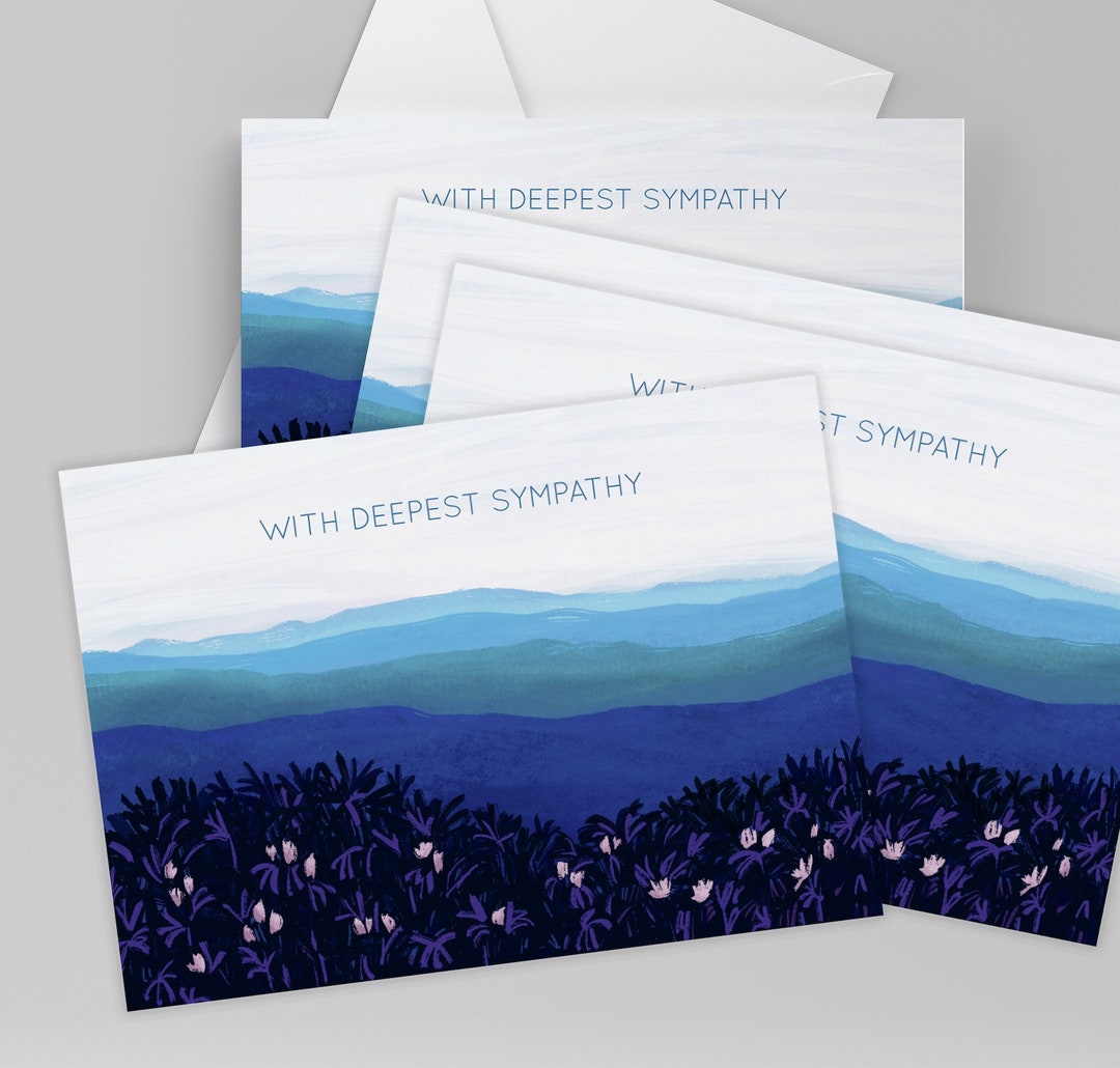 Set of Pretty Sympathy & Condolence Cards With Mountain Scene, Cards ...