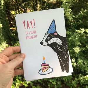 Badger Birthday Card, Yay! It's Your Birthday Greeting Card - Etsy