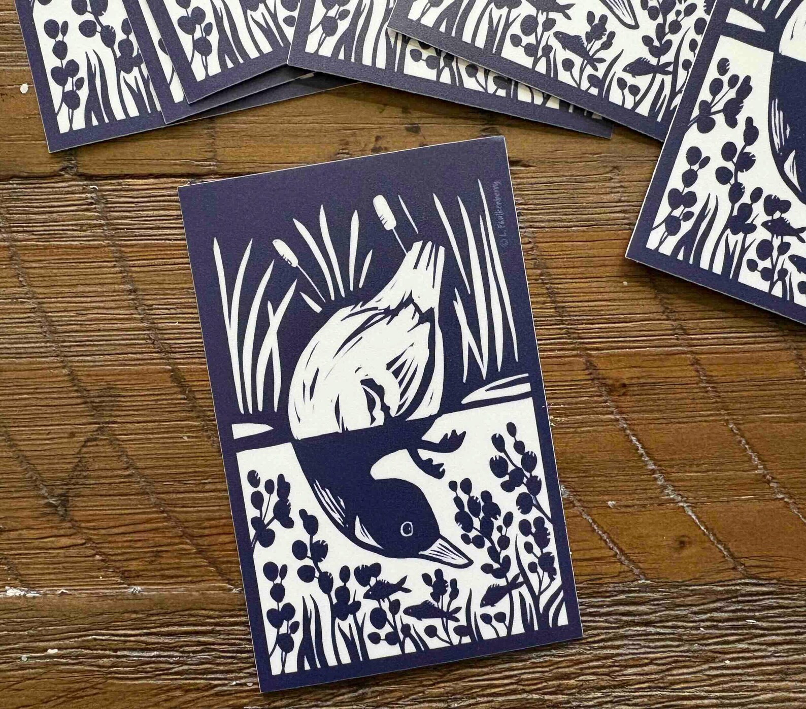 Diving Duck Vinyl Sticker, Navy Blue and White Laptop Decal - Etsy