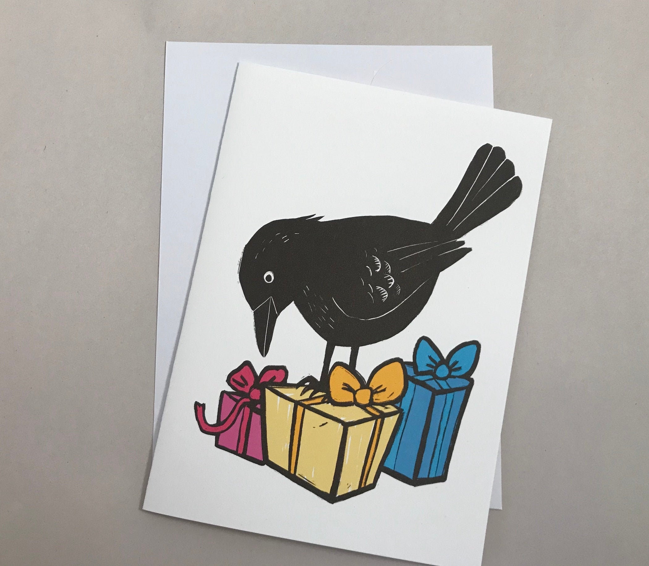 Crow Celebration or Happy Birthday Card for Anyone | Etsy