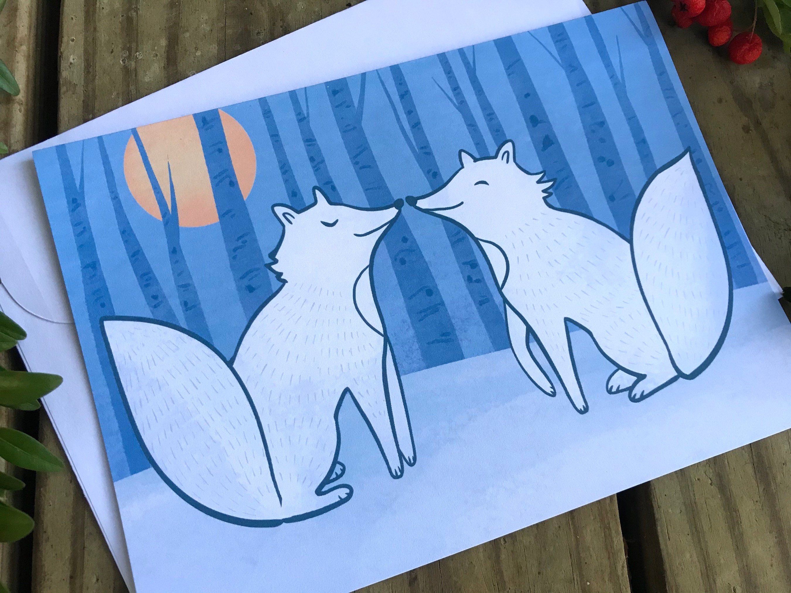 Winter Fox Card, Cute Holiday Card - Etsy
