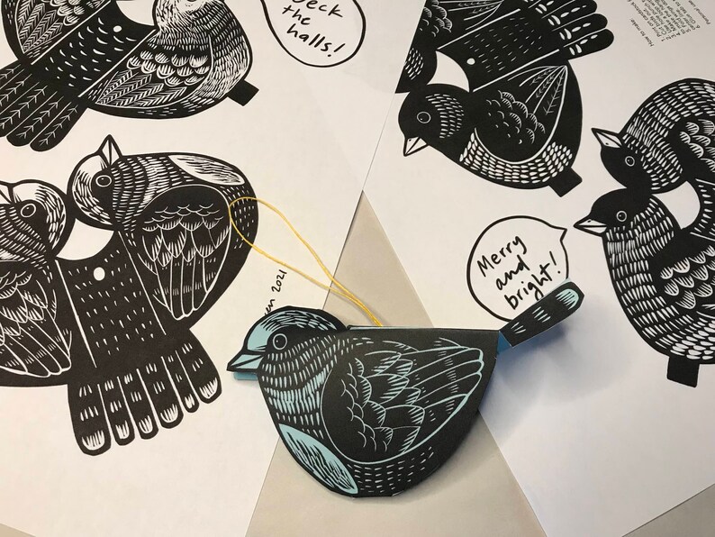 Printable Bird Ornaments, Instant Download PDF Decorations, DIY Party ...