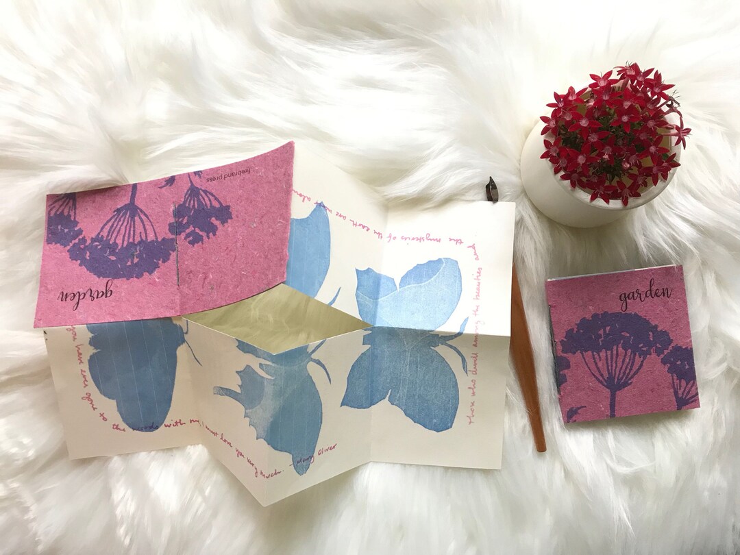 Butterfly Garden Miniature Book, Small Handmade Book, Letterpress ...
