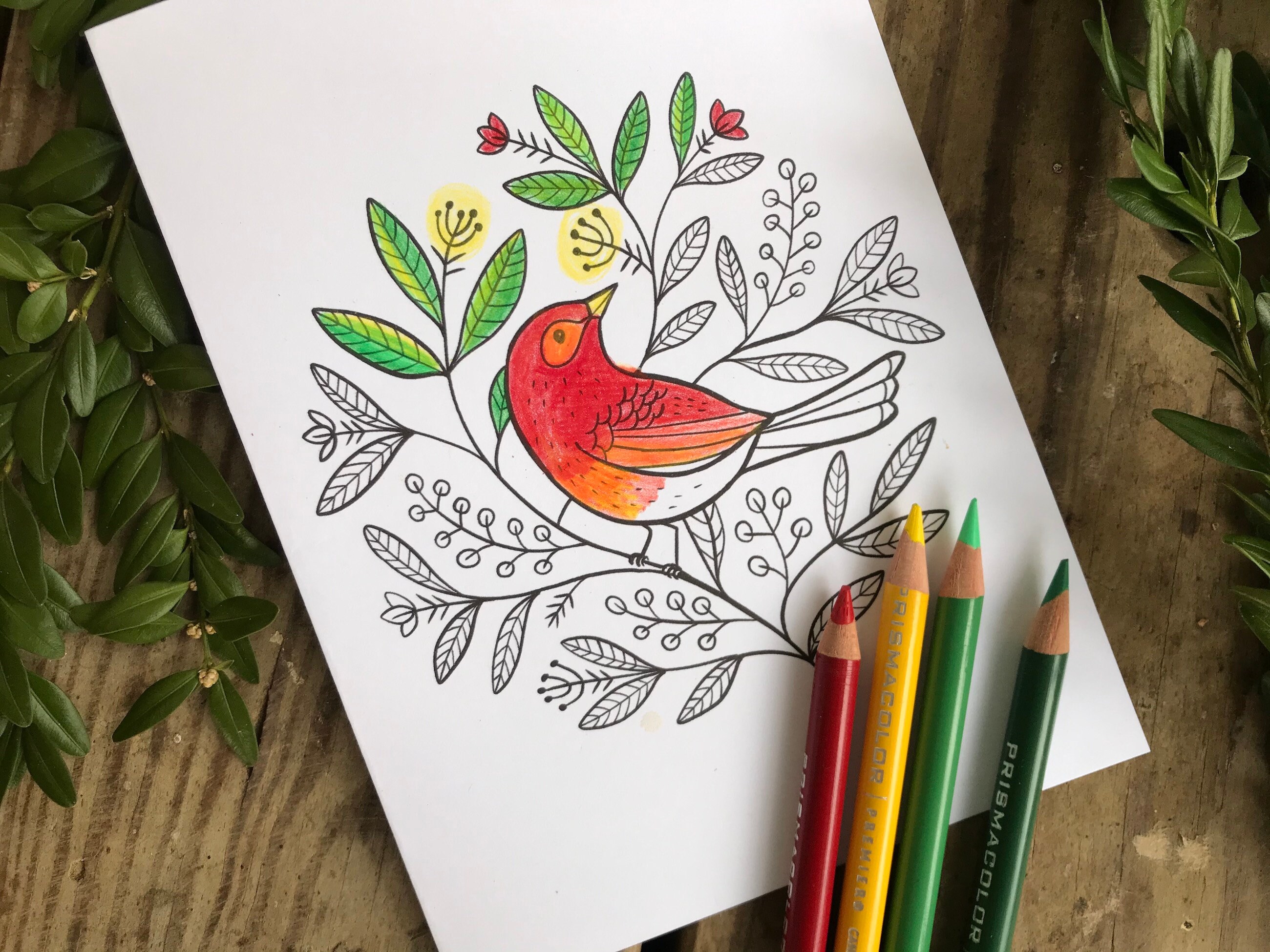Color It Yourself Holiday Card / Instant Download Printable Card With ...
