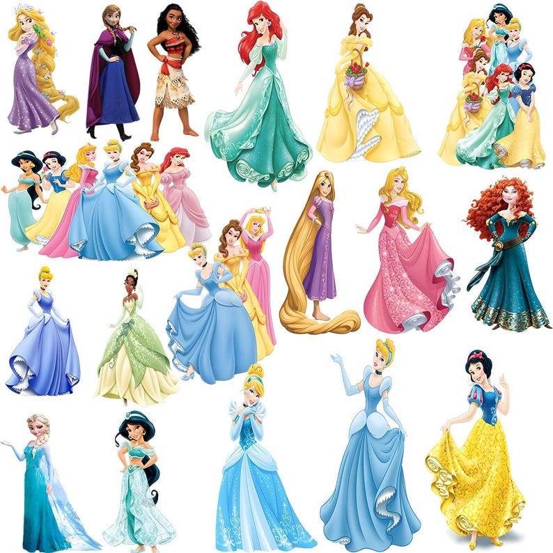 Princess PNG Cliparts Bundle, Cartoon Images, Birthday Theme Clipart ...