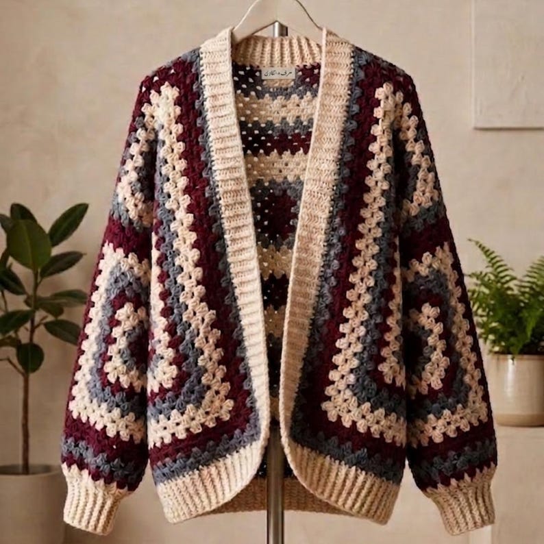 Chunky Hexagon Cardigan Crochet Pattern, Oversized Granny Square ...