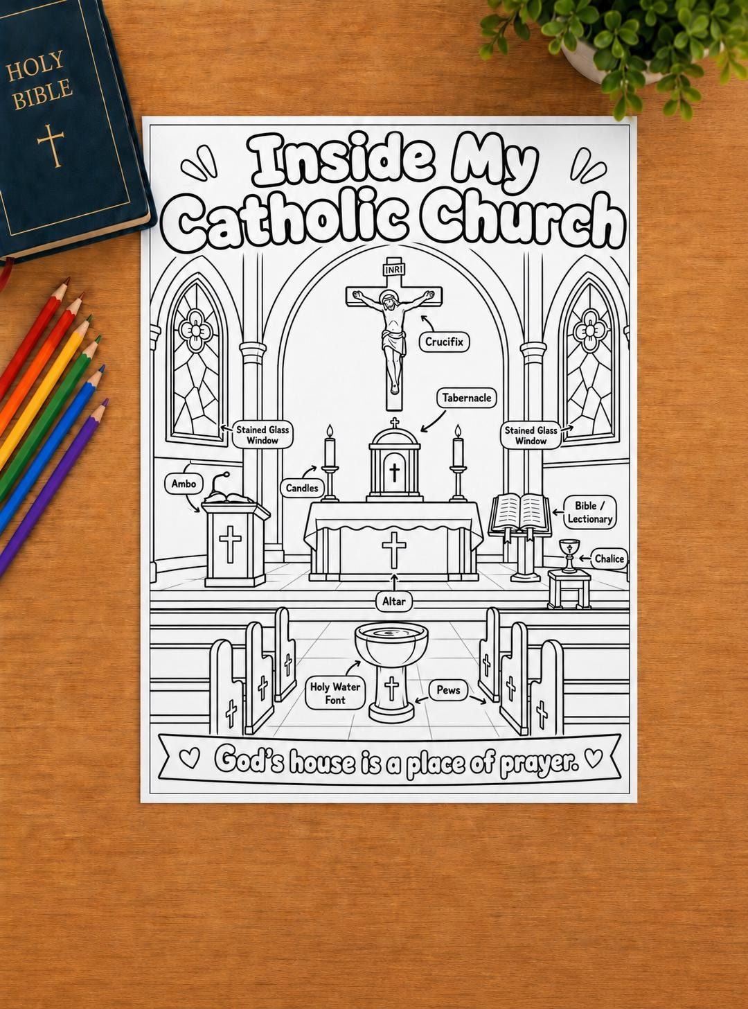 Inside My Catholic Church Coloring Page, Catholic Kids Printable PDF ...