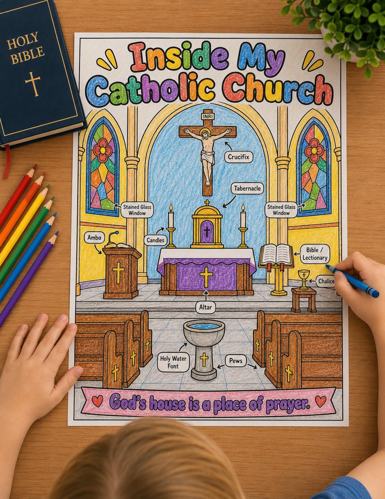 Inside My Catholic Church Coloring Page, Catholic Kids Printable PDF ...