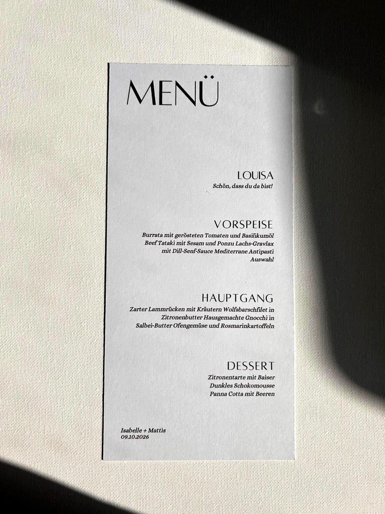 Menu Card Template, Wedding Menu Card, Personalized, Canva Template ...