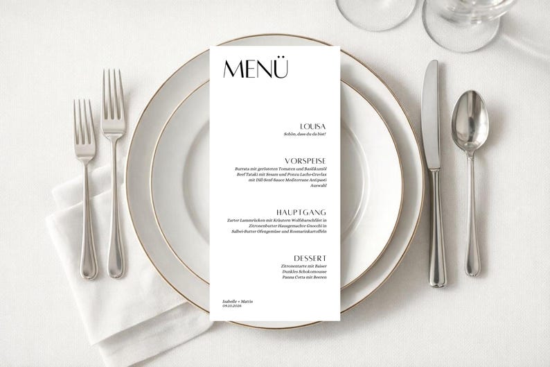 Menu Card Template, Wedding Menu Card, Personalized, Canva Template ...