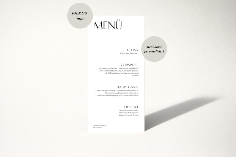 Menu Card Template, Wedding Menu Card, Personalized, Canva Template ...