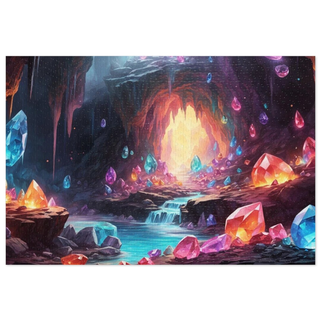 Stunning Crystal Cave Fantasy Art Puzzle AI Art Puzzle, Digital ...