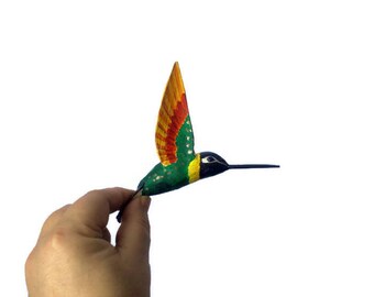 Hummingbirds Sculpture paper mache and embroidery by natynatyva