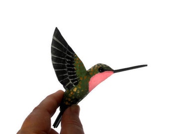 Hummingbirds Sculpture paper mache and embroidery by natynatyva