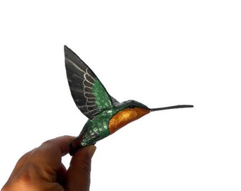 Hummingbirds Sculpture paper mache and embroidery by natynatyva
