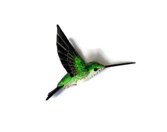Hummingbirds Sculpture paper mache and embroidery by natynatyva
