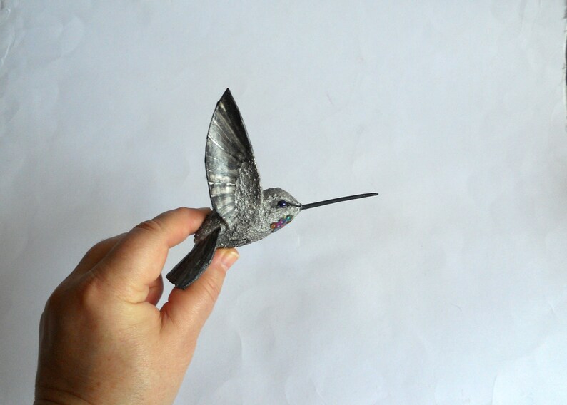 Paper Machè Sculpture and Figurines Hanging Bird Ornament Hummingbird ...