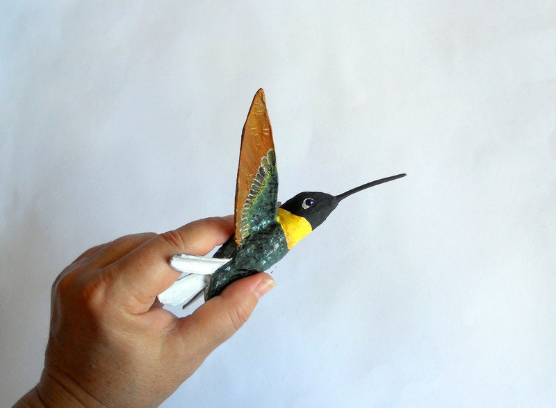 Hummingbird Art Bird Sculpture Figurines Paper Mache Colibri Mobile - Etsy