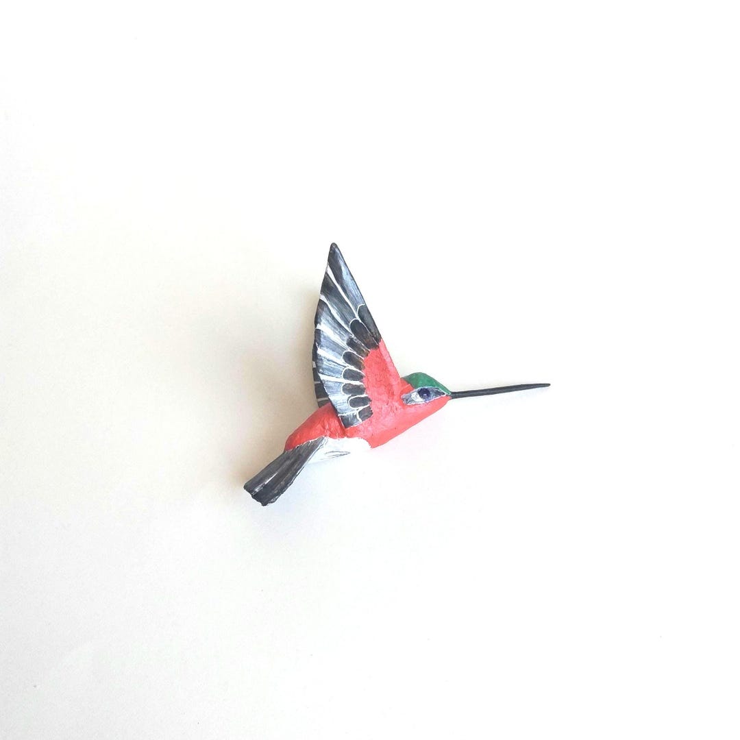 Hummingbird Art Paper Mache Sculpture and Figurines Hanging Bird ...
