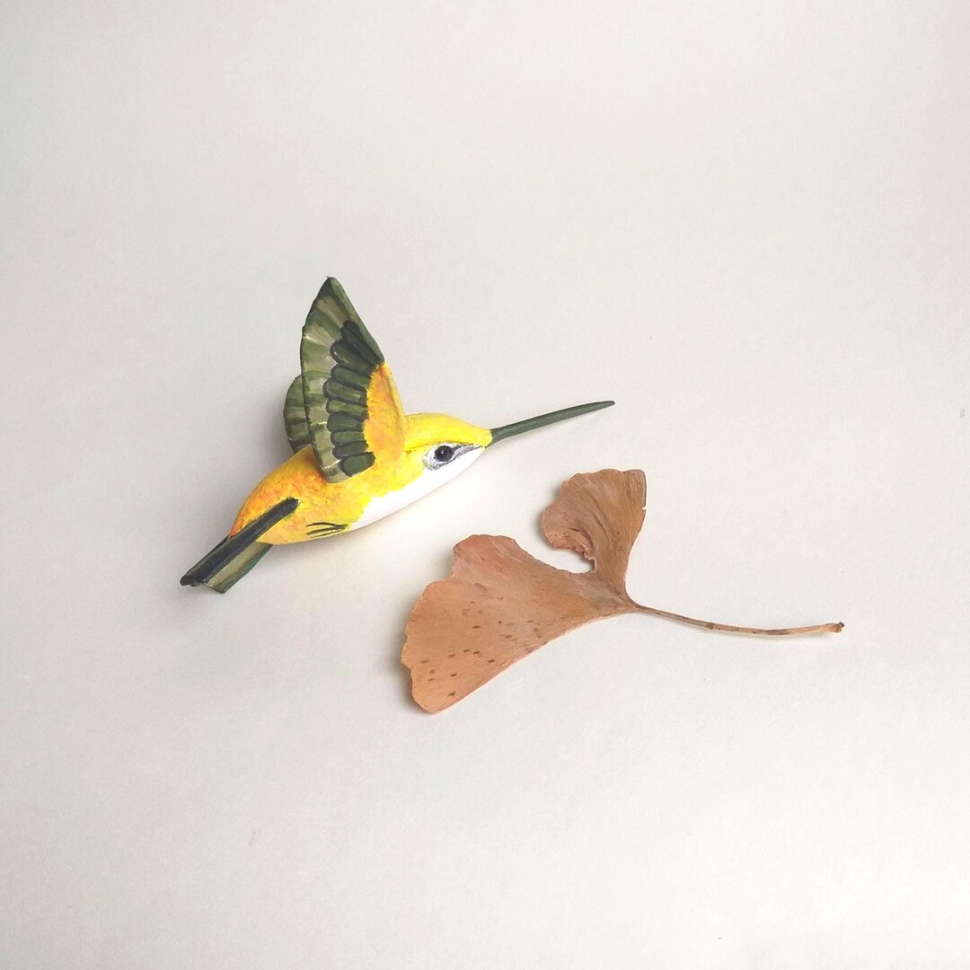 Paper Machè Sculpture Figurine Hummingbird Art Hanging Bird Decoration ...